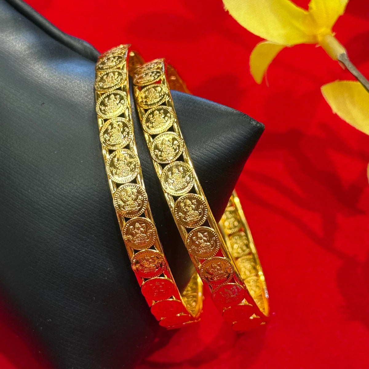 Gold Finish- Lakshmi Kasu Bangles – Anandi Fashions